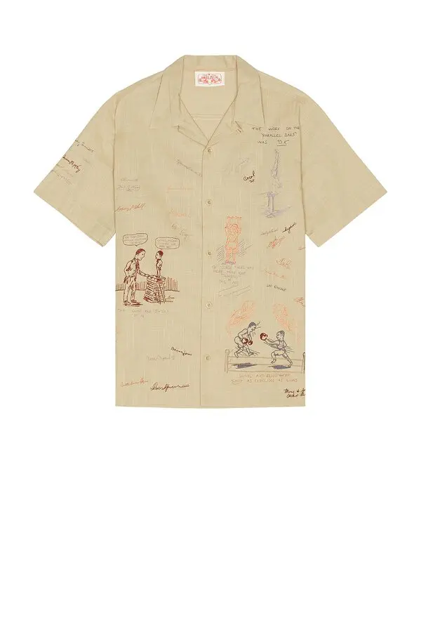 SAMUEL ZELIG Yearbook Camp Shirt In Brown - Khaki