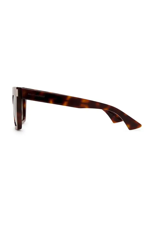 Saint Laurent Rectangular Sunglasses - Havana & Green