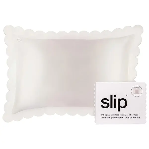 Slip Pure Silk Queen Pillowcase With Scalloped Edge - Ivory With Scalloped Edge