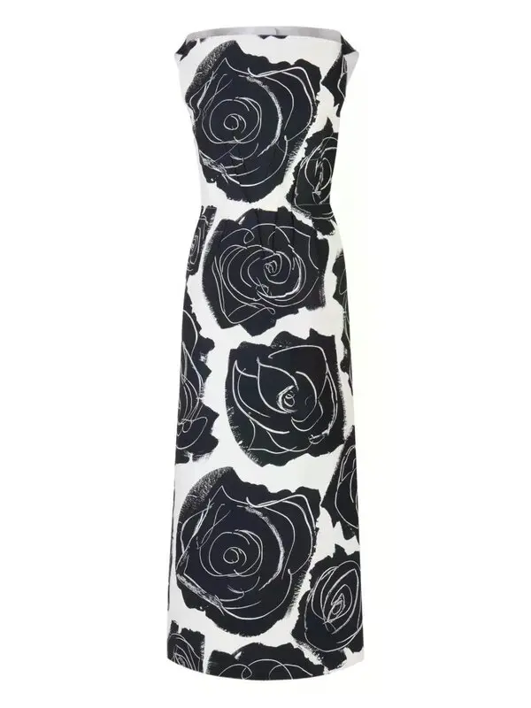Marni Rose-print Midi Dress - White