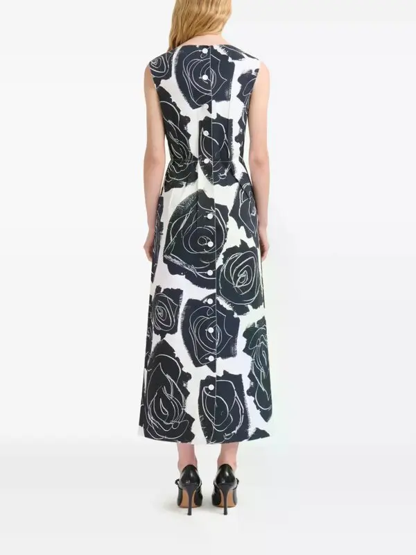 Marni Rose-print Midi Dress - White