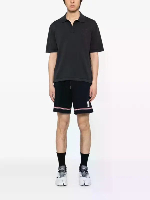 Maison Kitsuné Bold Fox Head Embroidered Knitted Polo Shirt
