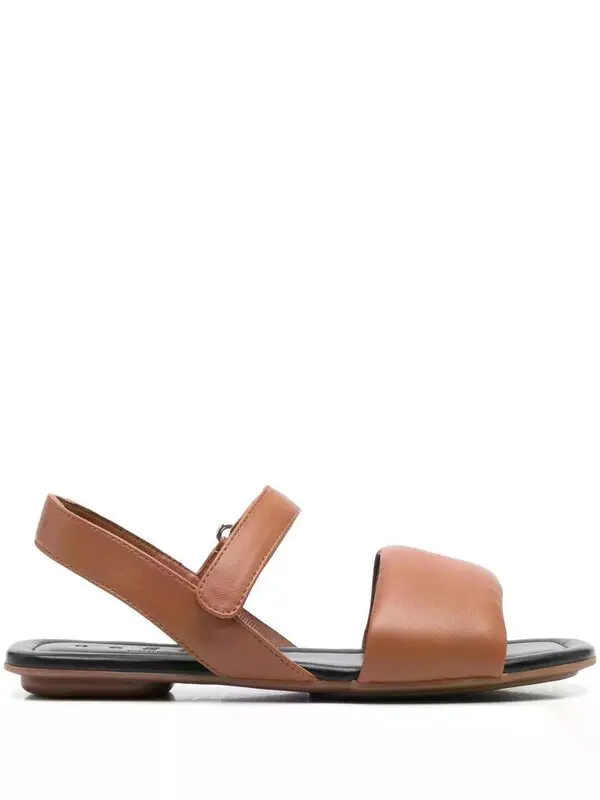 Hogan Leather Flat Sandals - Brown