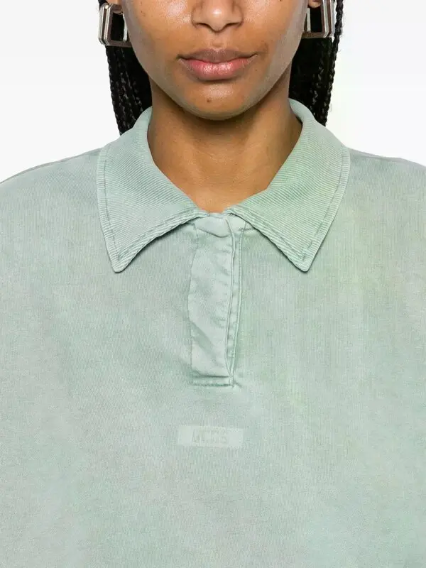 Gcds Washed-effect Cropped Polo Shirt