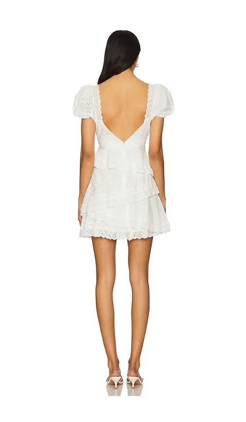 For Love & Lemons Rosalyn Mini Dress With Puffed Sleeves And Tiered Styling