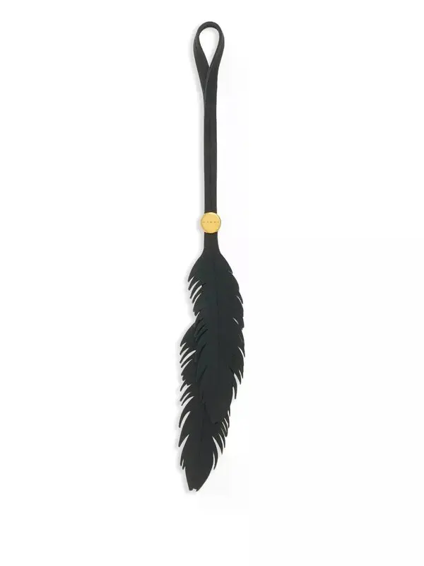 Marni Feather Leather Charm - Black