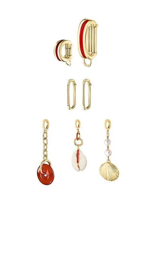 NEW DORNE women\'s cherry sunrise set of 7 charm in gold Cherry Sunrise Jewelry Set | Vibrant & Beach-Ready Glow main image 3
