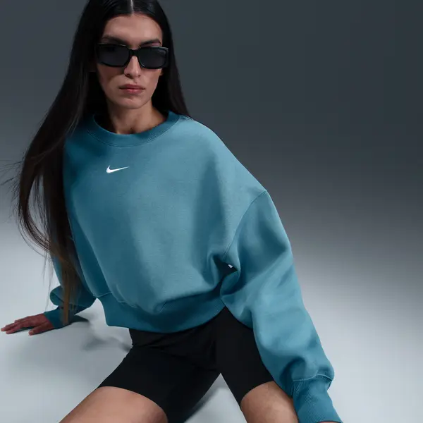 Nike Sportswear Phoenix Fleece Over-oversized Crew-neck Sweatshirt - Blue