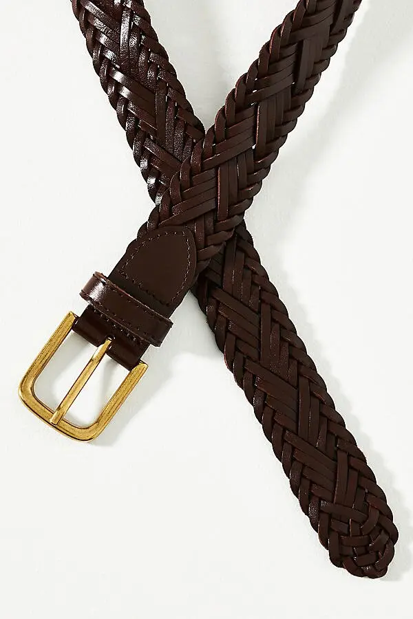 New: Anthropologie Woven Leather Belt with Silver Medallions. Size Medium Anthropologie Women main image 4