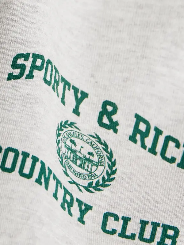 SPORTY & RICH Varsity Crest Cotton-blend Jersey Shorts - Gray