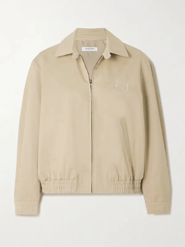 SPORTY & RICH Prep H & W Crest Jacket - Neutrals