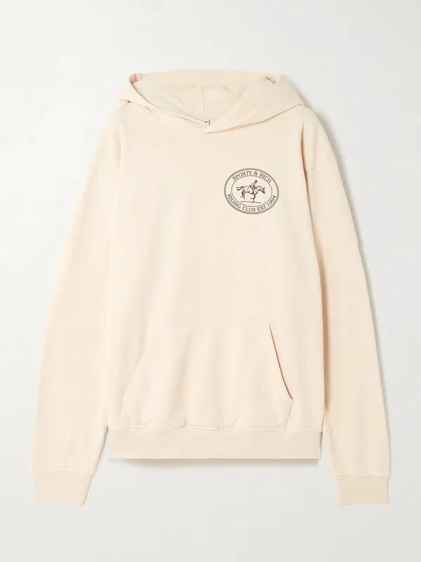 SPORTY & RICH Riding Club Printed Hoodie - Neutrals