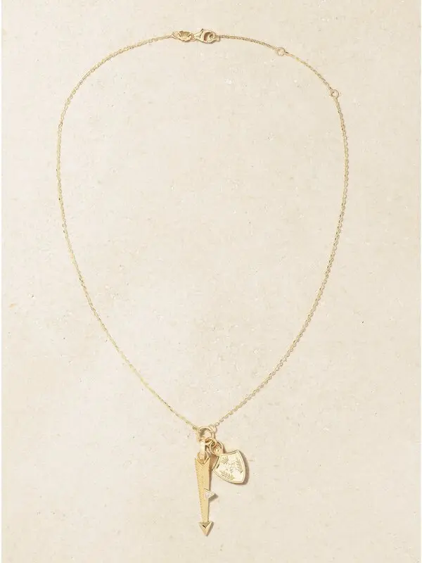 FOUNDRAE Arrow Miniature + Per Aspera Ad Astra Charm Necklace