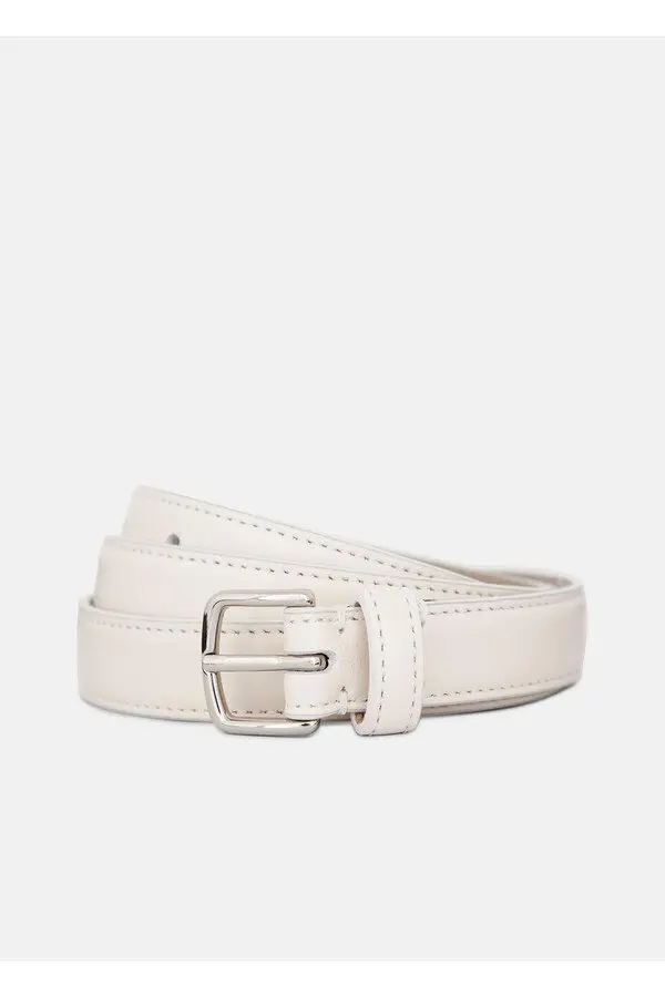 Vince 20mm Stitched Leather Belt - Natural