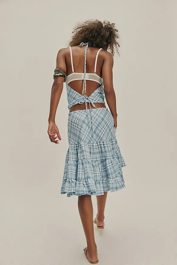 free people blue plaid dress Free People Lucinda Plaid Midi Dress