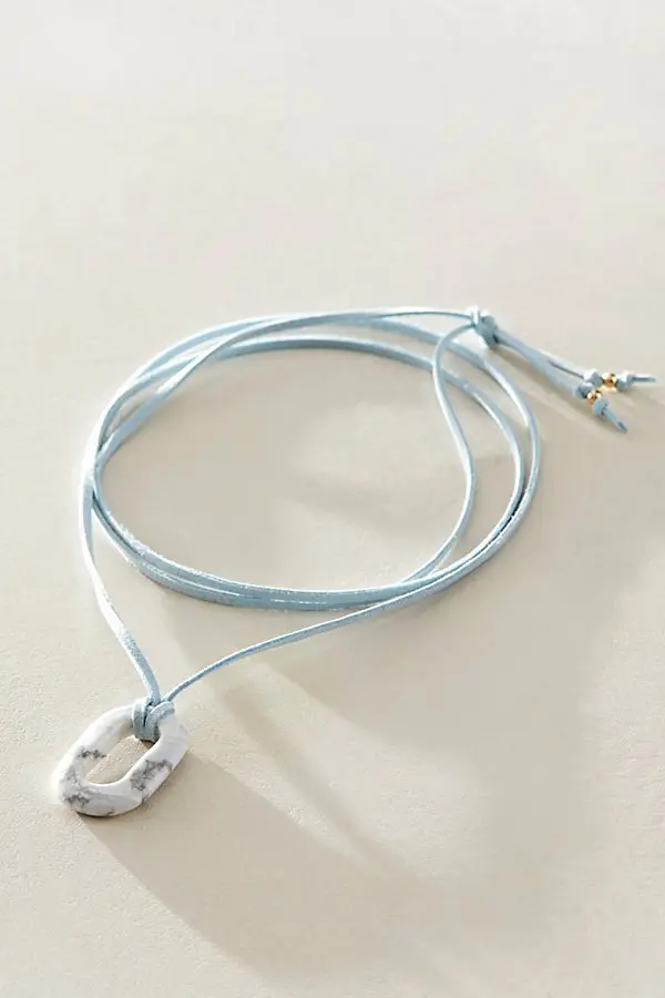 ALV Stone On Suede Necklace - Howlite/sky
