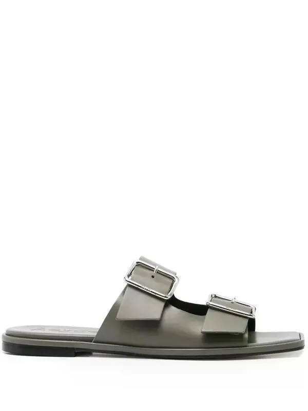 AeydĒ Leather Flat Sandals - Grey