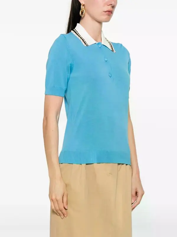 N°21 Crystal-embellished Polo Top - Blue