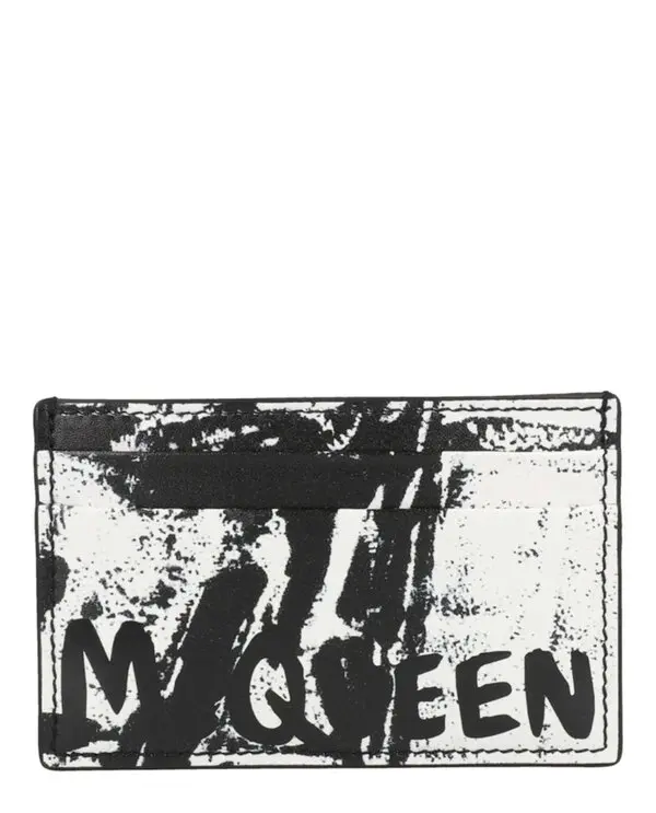 Alexander McQueen Graffiti Logo Card Holder - Black/white