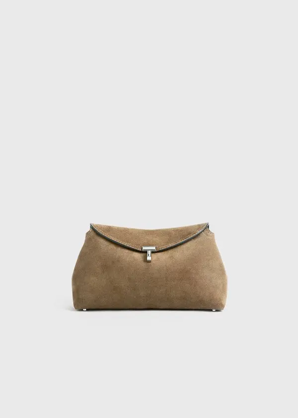 TOTEME T-lock Suede Clutch - Brown