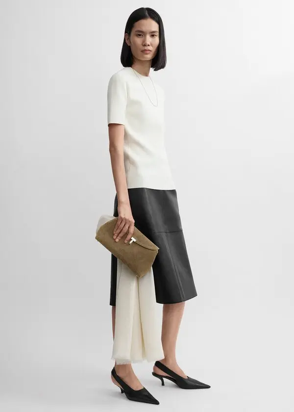 TOTEME T-lock Suede Clutch - Brown