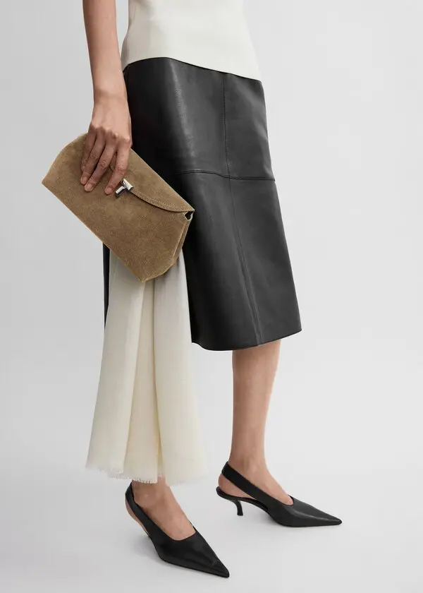TOTEME T-lock Suede Clutch - Brown