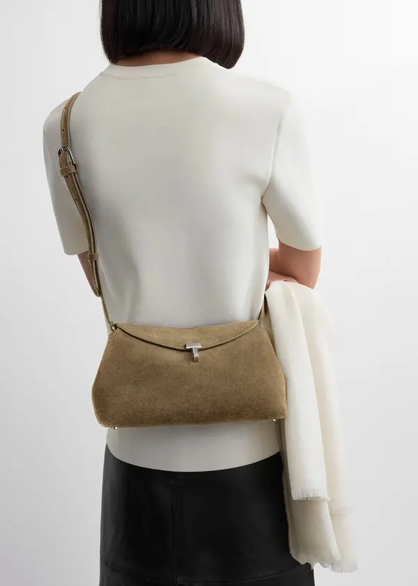TOTEME T-lock Suede Clutch - Brown