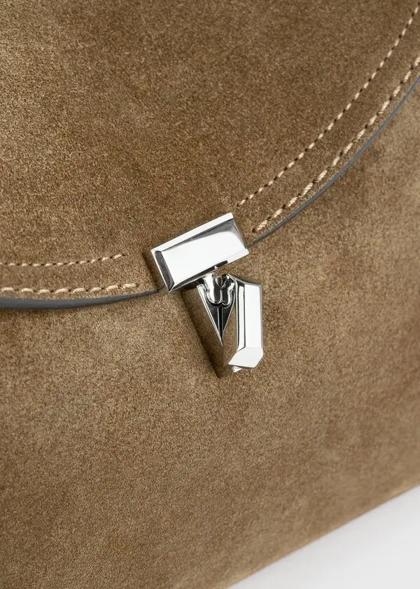 TOTEME T-lock Suede Clutch - Brown