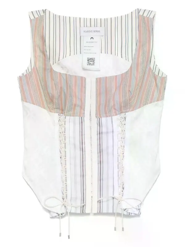 MARINE SERRE Regenerated Striped Top - White