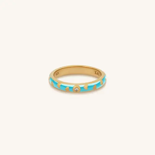 KARMA AND LUCK Illuminated Love Gold Hearts Ring - Turquoise