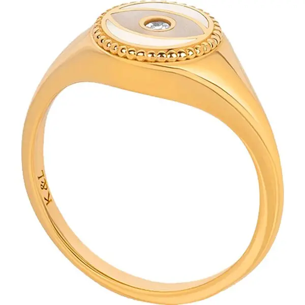 KARMA AND LUCK Evil Eye Mother Of Pearl Ring - Gold/white