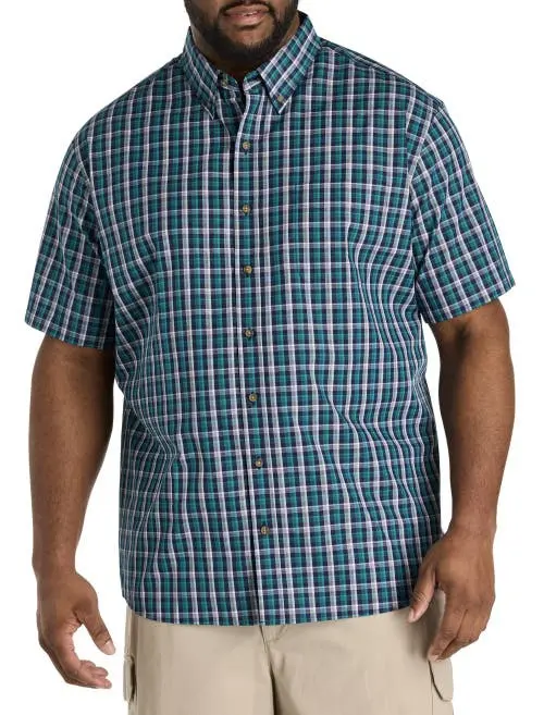 HARBOR BAY BY DXL Big & Tall Easy-care Plaid Sport Shirt - Green