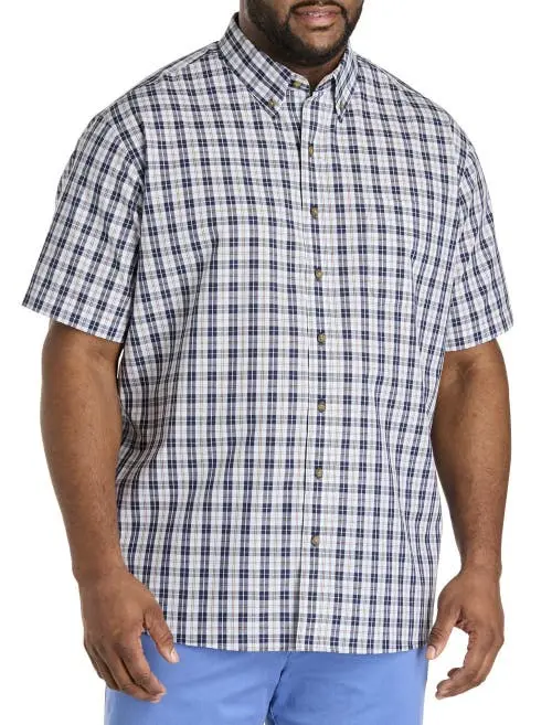 HARBOR BAY BY DXL Big & Tall Easy-care Multi Plaid Sport Shirt - Navy Multi