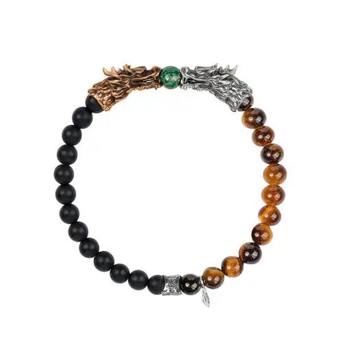 KARMA AND LUCK Multistone Dragon Charm Beaded Bracelet - Multicolor