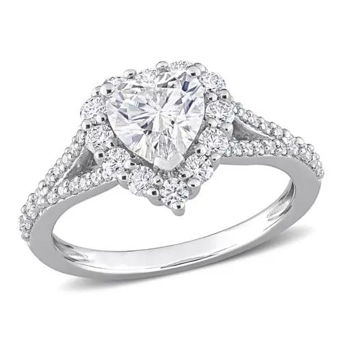 JULIANNA B. Moissanite Heart Halo Ring - Sterling Silver