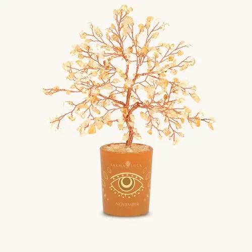 KARMA AND LUCK Citrine Feng Shui Crystal Tree November Birthstone Illuminated Path - Orange/yellow