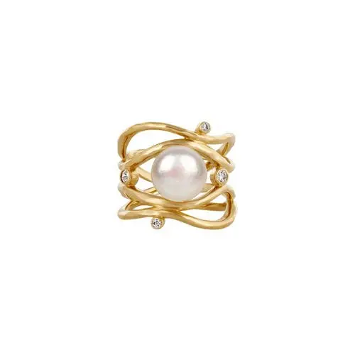 KARMA AND LUCK Mystic Beauty Pearl Ring - Gold/white