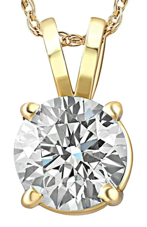 BLISS DIAMOND Certified 1ct Round Lab Grown Diamond Pendant Necklace - 14k Yellow Gold