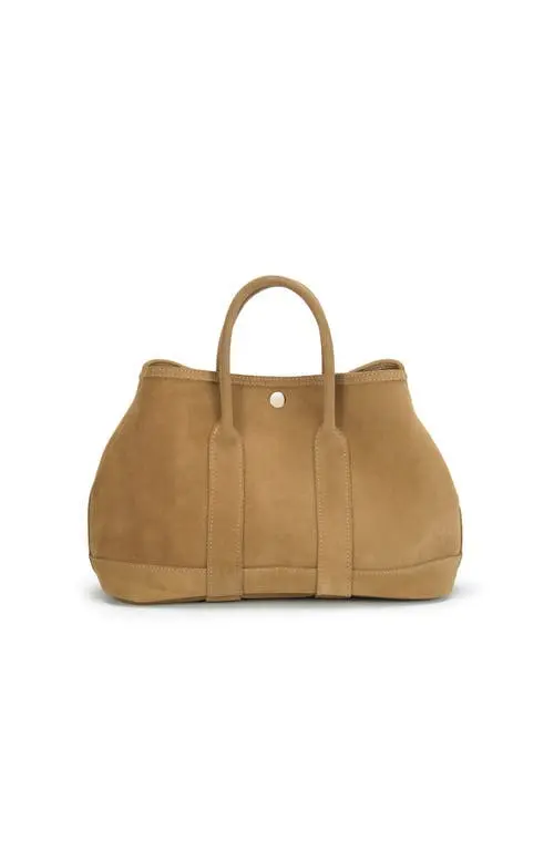 EZRA ARTHUR Audrey Nubuck Suede Leather Top Handle Bag - Sand