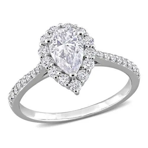 JULIANNA B. Moissanite Teardrop Halo Engagement Ring - Sterling Silver