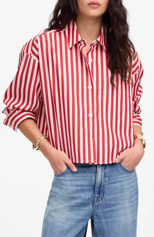 Madewell Poplin Straight Hem Shirt - Cerise