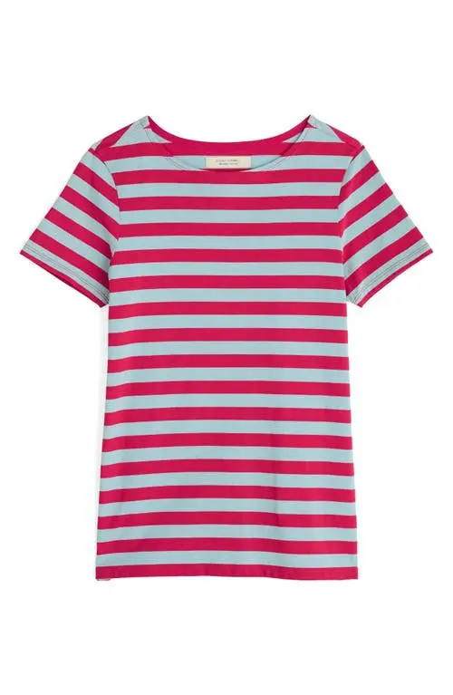 SEASALT CORNWALL Sailor Stripe Organic Cotton T-shirt - Scallion Raspberry