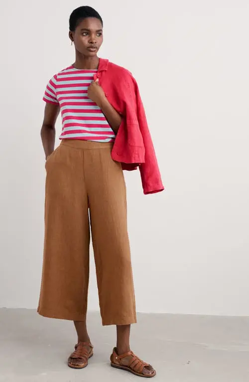SEASALT CORNWALL Sailor Stripe Organic Cotton T-shirt - Scallion Raspberry