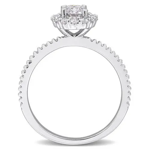 JULIANNA B. Moissanite Oval Halo Engagement Ring
