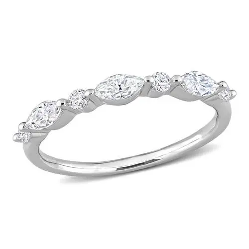 JULIANNA B. Moissanite Marquise Semi-eternity Ring - Sterling Silver