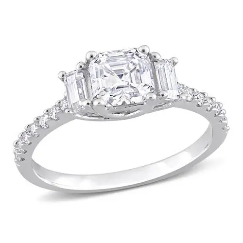 JULIANNA B. 1-1/3ct Dew Moissanite Three Stone Ring - Sterling Silver