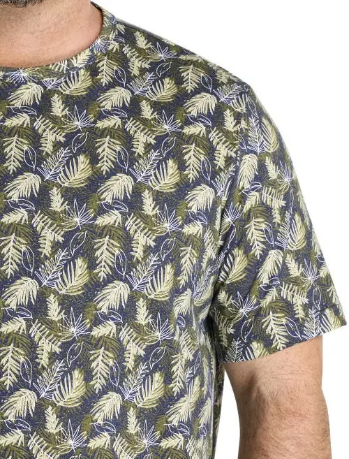 HARBOR BAY BY DXL Big & Tall Moisture-wicking Multi Leaf Print T-shirt - Sage