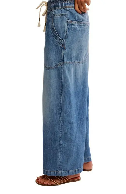 Free People Mid-rise Wide Leg Denim Pants - No Problem