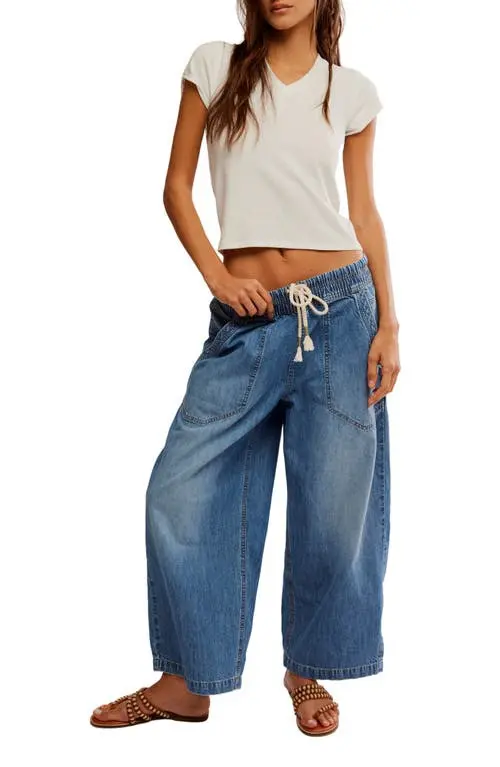Free People Mid-rise Wide Leg Denim Pants - No Problem