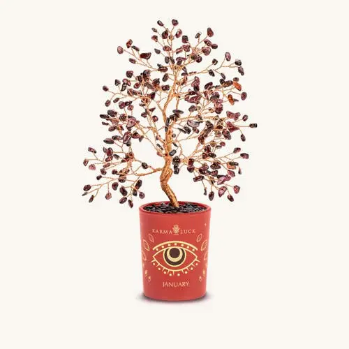 KARMA AND LUCK Ambitious Spirit Garnet January Birthday Tree - Red